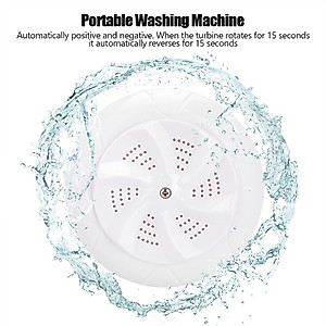 Ultrasonic Washing Machine, USB Powered Portable Turbine Washing Machine Ultrasound Turbo Washer for Traveling Camping Home College Dormitory (White)