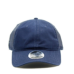 The Vintage Year Washed Cotton Unstructured Soft Mesh Adjustable Trucker Baseball Cap (Navy)