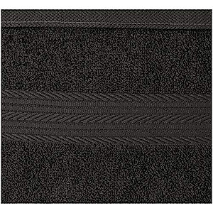 Amazon Basics Fade Resistant Cotton Washcloth, 12-Pack, 12" L x 12" W, Black
