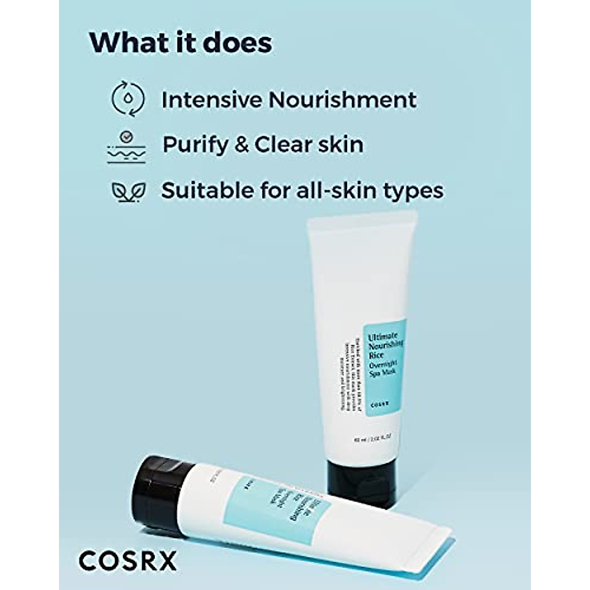 COSRX Ultimate Nourishing Rice Overnight Spa Mask, 60ml / 2.02 fl.oz | Rice Extract 68% and Niacinamide 2% | Korean Skin Care, Animal Testing Free, Paraben Free