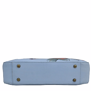 Anna by Anuschka Women's Hand-Painted Genuine Leather Large Top Zip Hobo - Garden Jewels