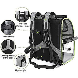Pecute Bird Carrier Backpack, Parrots Bird Backpack with Visible Window, Adjustable Height Standing Perch, Feeding Cans, Waterproof Pads, Lightweight Foldable Birds Travel Cage for Hiking Camping