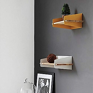 PIBM Stylish Simplicity Shelf Wall Mounted Floating Rack Wooden Collections Living Room Creative,3 Sizes,6 Colors Avaliable, Yellow , 29.5X10X15cm