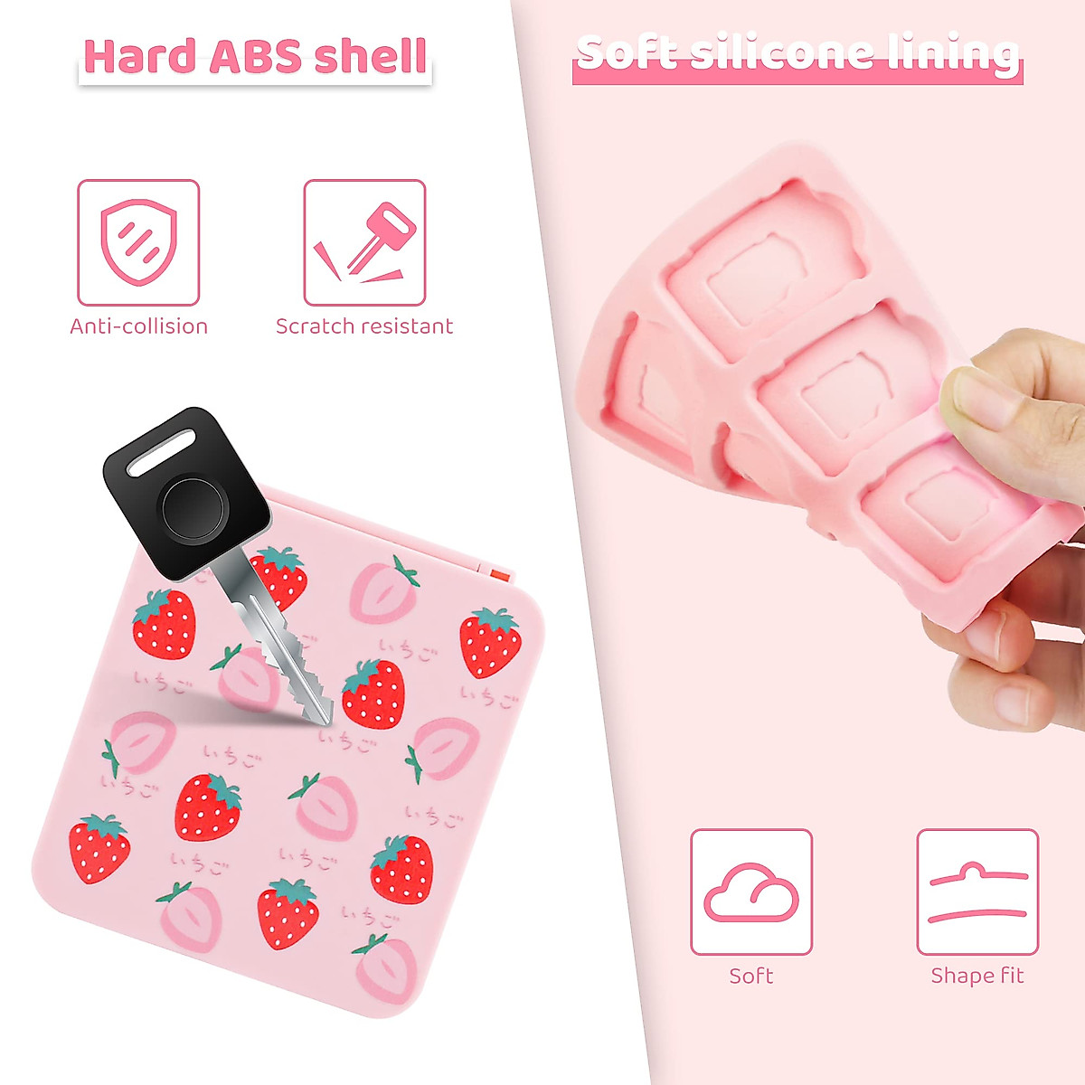 FUNDIARY Pink Strawberry Card Case for Nintendo Switch and Switch OLED Games, Cute Magnetic Card Cartridge for 12 Game Card and 12 SD Card, Hard Storage Case with 12 Game Card Slots