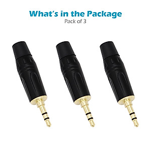 Fancasee 3 Pack 3.5mm Stereo Plug TRS 1/8" 3.5mm Male Solder Adapter Jack DIY Audio Cable Connector for Audio Cable Repair Replacement