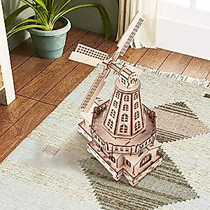 GuDoQi 3D Wooden Puzzle for Adults, Wooden Dutch Windmill, Model Kits to Build, Wood Craft Kit, DIY Assembly Toy, Idea Gifts for Birthdays Mother's Day