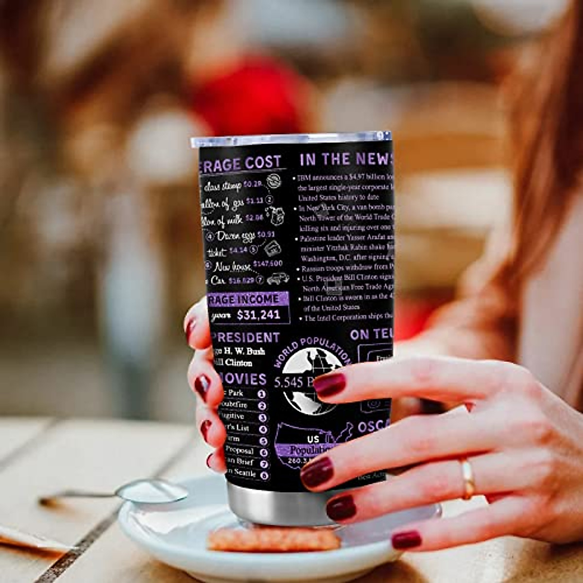 Delsakhula 30th Birthday Gifts for Women Men Friends Vintage 1993 Tumblers 30 Year Old Birthday Supplies Vintage 1993 Back in 1993 Old Time Information Stainless Steel Vacuum Insulated Tumblers 20 oz