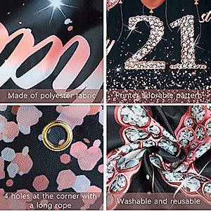Vlipoeasn 21st Birthday Decorations for Her Rose Gold 21st Birthday Backdrop Banner Happy 21st Birthday Party Supplies 21 Years Old Birthday Decoration ( 72.8 x 43.3 Inch ) (21st backdrop)