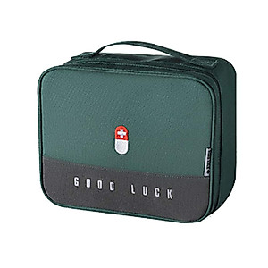Pill Manager Travel Bag Case Empty for Medicine Meditation Tablet Prescription Vitamins Weekly Bottle Storage Organizer Portable Large Med Pouch Kids Women Men Boys Medical Supplies (Green)