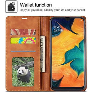 QLTYPRI Samsung Galaxy A40 Case, Premium PU Leather Cover TPU Bumper with Card Holder Kickstand Hidden Magnetic Adsorption Shockproof Flip Wallet Case for Samsung Galaxy A40 - Brown