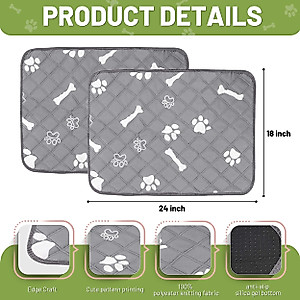 PatiencET Washable Pee Pads for Dogs, 18'' x 24" Reusable Puppy Pads with Super Absorbent for Pet Training, Housebreaking and Incontinence, 2 Pack Puppy Potty Pads with Waterproof Bottom