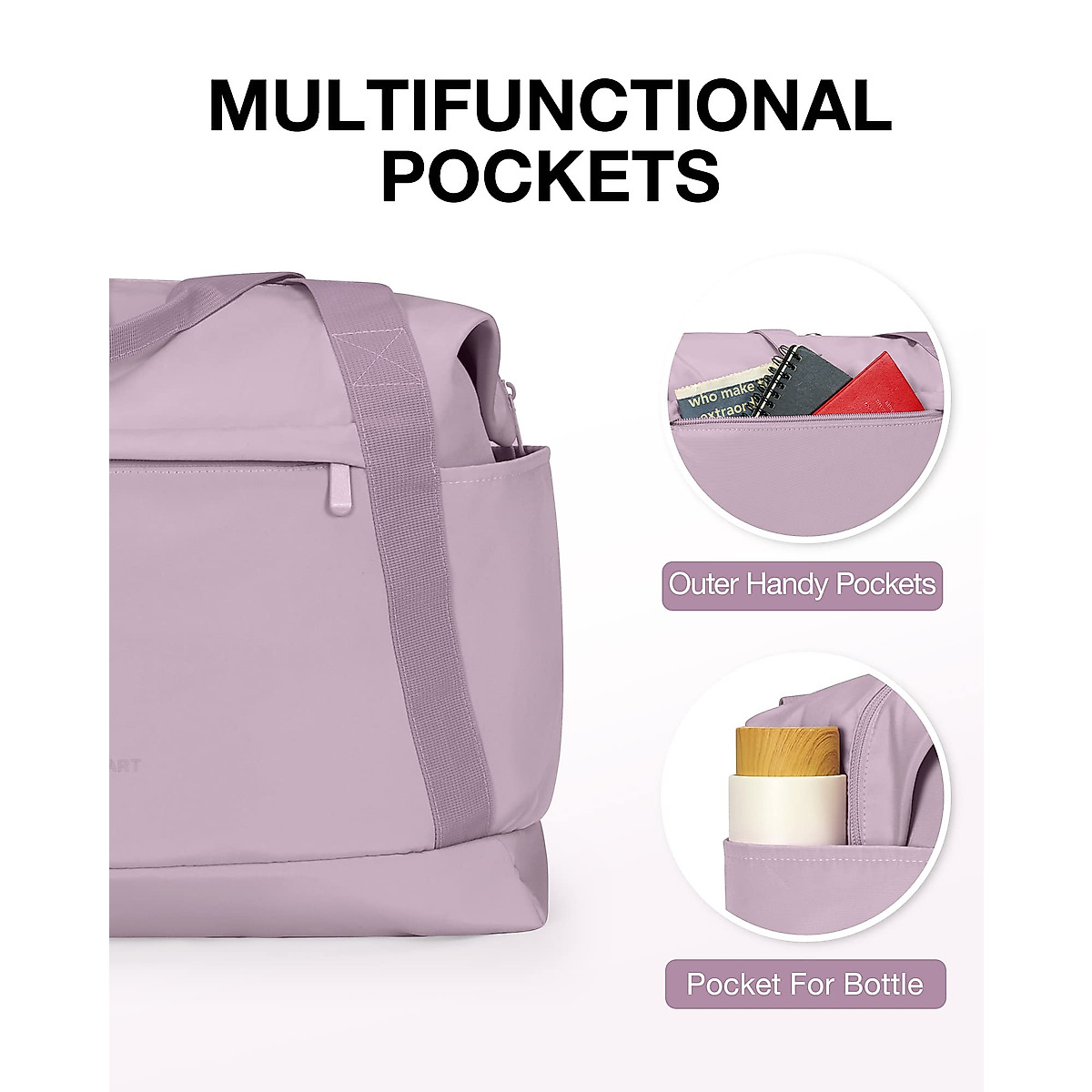 Foldable Travel Bag, BAGSMART 46L Large Duffle Bag for Women, Gym Bag Carry On Weekender Overnight Bag for Travel Accessories, Anti-wrinkle (Black)