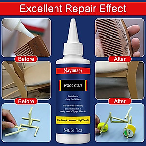 Clear Wood Glue, Professional Furniture Repair Glue, Waterproof Glue for Wood, Crafts and Furniture (WGN1-150g)