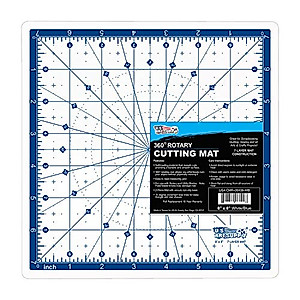 U.S. Art Supply 8" x 8" Rotary WHITE/BLUE High Contrast Professional Self Healing 7-Layer Durable Non-Slip Cutting Mat Great for Scrapbooking, Quilting, Sewing and all Arts & Crafts Projects