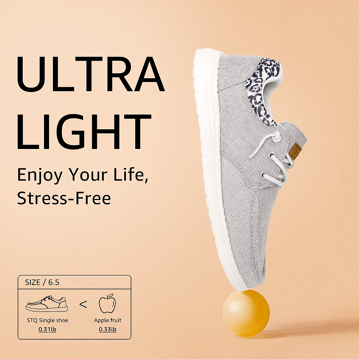 STQ Slip on Casual Shoes for Women Plantar Fasciitis Relief Lightweight Orthopedic Comfy Sneakers Light Grey US 9.5