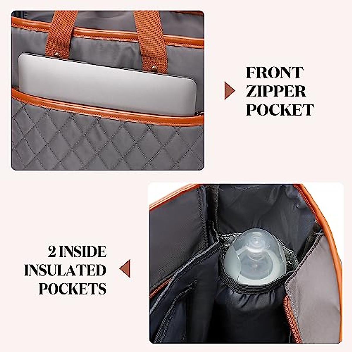 InduSKY Tote Bag for Women, Work Tote Bag for Women Teacher Nurse, 15.6 Inch Laptop Tote Bags Casual Handbag Shoulder Bag with Portable Clutch Purse for Travel Work