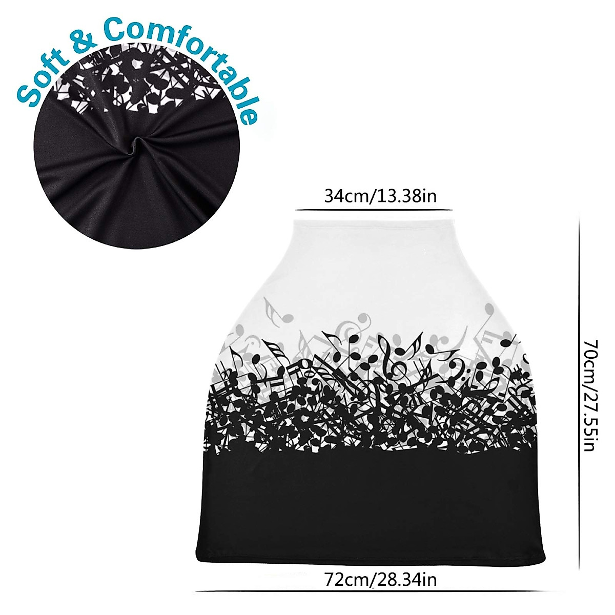 Stretchy Baby Car Seat Covers for Boys Girls Music Notes Infant Car Canopy Nursing Cover Breastfeeding Scarf