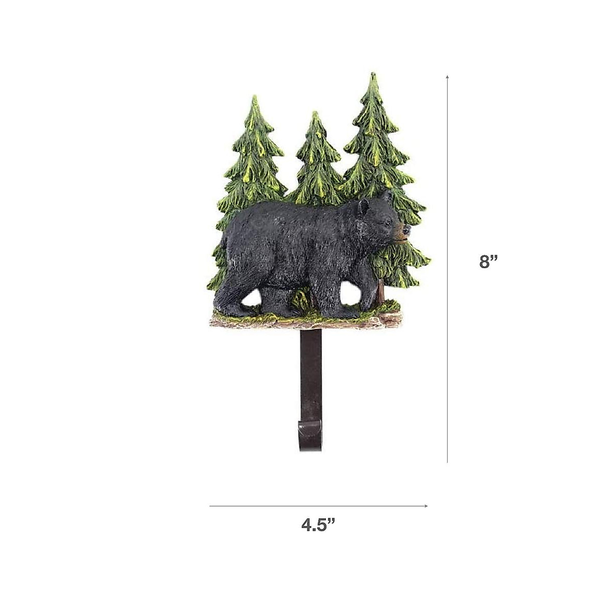 Comfy Hour Holiday Animal Collection, Decorative Black Bear in Forest Single Clothes Metal Hook, Key Hook, Wall Hanger