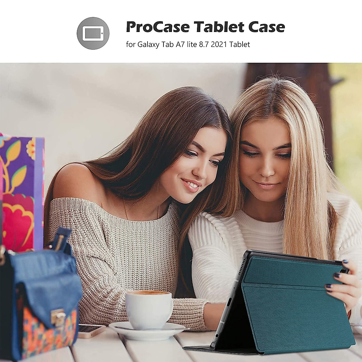 ProCase Galaxy Tab A7 Lite Case 8.7 Inch 2021, Slim Stand Protective Case Folio Cover for Samsung Galaxy Tab A7 Lite Tablet 8.7" SM-T220 T225 T227 -Teal