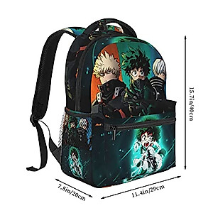 Zqiyhre My Hero Backpack Print Cartoon Waterproof Laptop Backpack Casual Travel Backpack for Teens