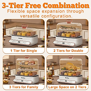 Veroline Electric Food Steamer for Cooking, 15QT Vegetable Steamer with 3-Tier Stainless Steel Trays, 1200W Electric Steamer for Fast Simultaneous Cooking, 24H Delay Start, Auto Shut-Off, BPA-Free