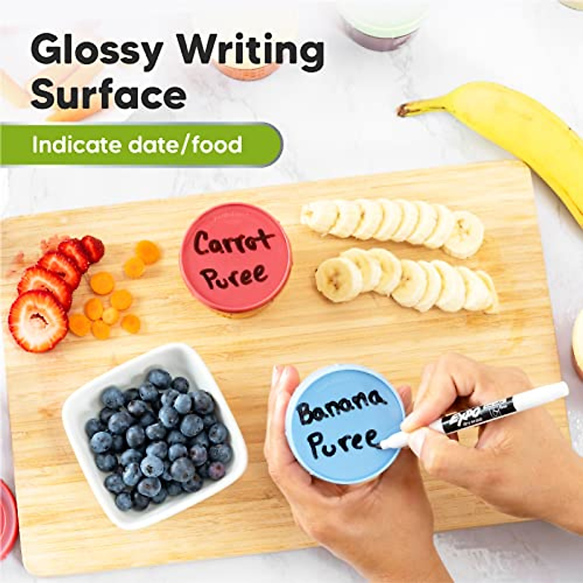 KeaBabies 12-Pack Glass Baby Food Containers - 4 oz Leak-Proof, Microwavable Baby Food Storage Containers, Baby Food Freezer Tray, Puree Glass Baby Food Jars, Baby Bullet Jars with Lids (Nord)