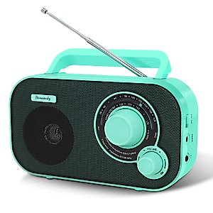 DreamSky AM FM Portable Radio Plug in Wall or Battery Operated for Home & Outdoor, Strong Reception, Large Dial Easy to Use, Transistor Antenna, Headphone Jack, Small Gifts for Seniors Elderly