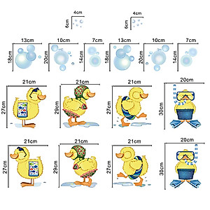 ufengke Little Yellow Ducks Wall Stickers Kids Bathroom Removable Vinyl Wall Art Decals Wall Decor