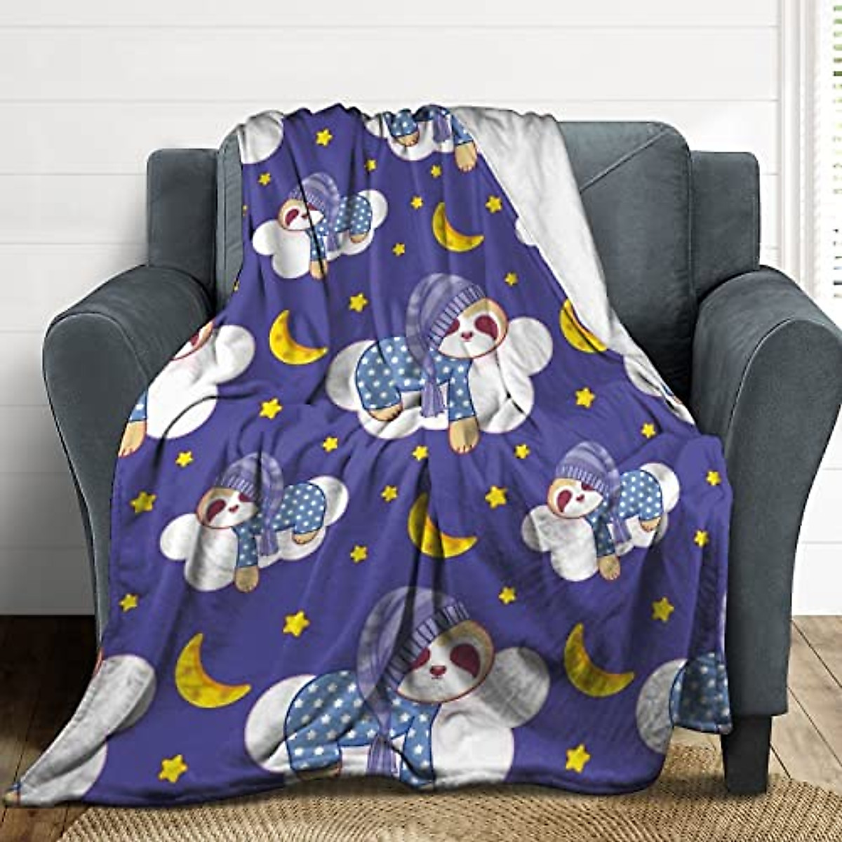 Sloth Throw Blanket- Warm Fuzzy Cozy Sloth Fleece Blanket Soft Lightweight Sloth Blanket for Office Travel Camping Sloth Gift for Women Men Kids…