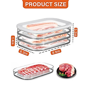 Deli Meat Container for Fridge, Bacon Lunch Meat Container for Refrigerator, Stackable Food Storage Boxes with Lid for Meat, Cold Cuts, Vegetable, Cheese, Salami, 18.6oz