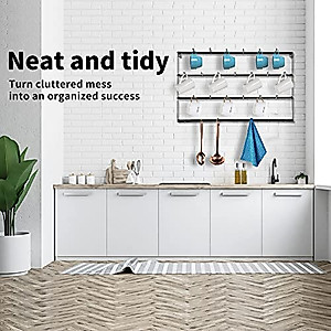 Wall Mount Coffee Mug Holder, Wrought Iron Coffee Tea Cup Hanging Rack Display Organizer Space Saving Mug Hanger with 30 Hooks for Home Kitchen Farmhouse Storage and Collection(4 Tier)