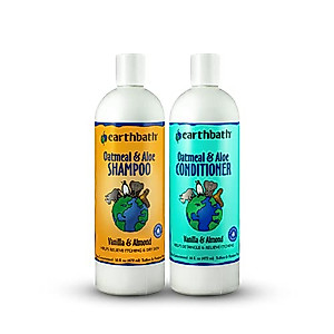 earthbath Oatmeal & Aloe Shampoo & Conditioner Pet Grooming Set - Itchy, Dry Skin Relief, Made in USA - Vanilla Almond, 16 oz (1 Set)