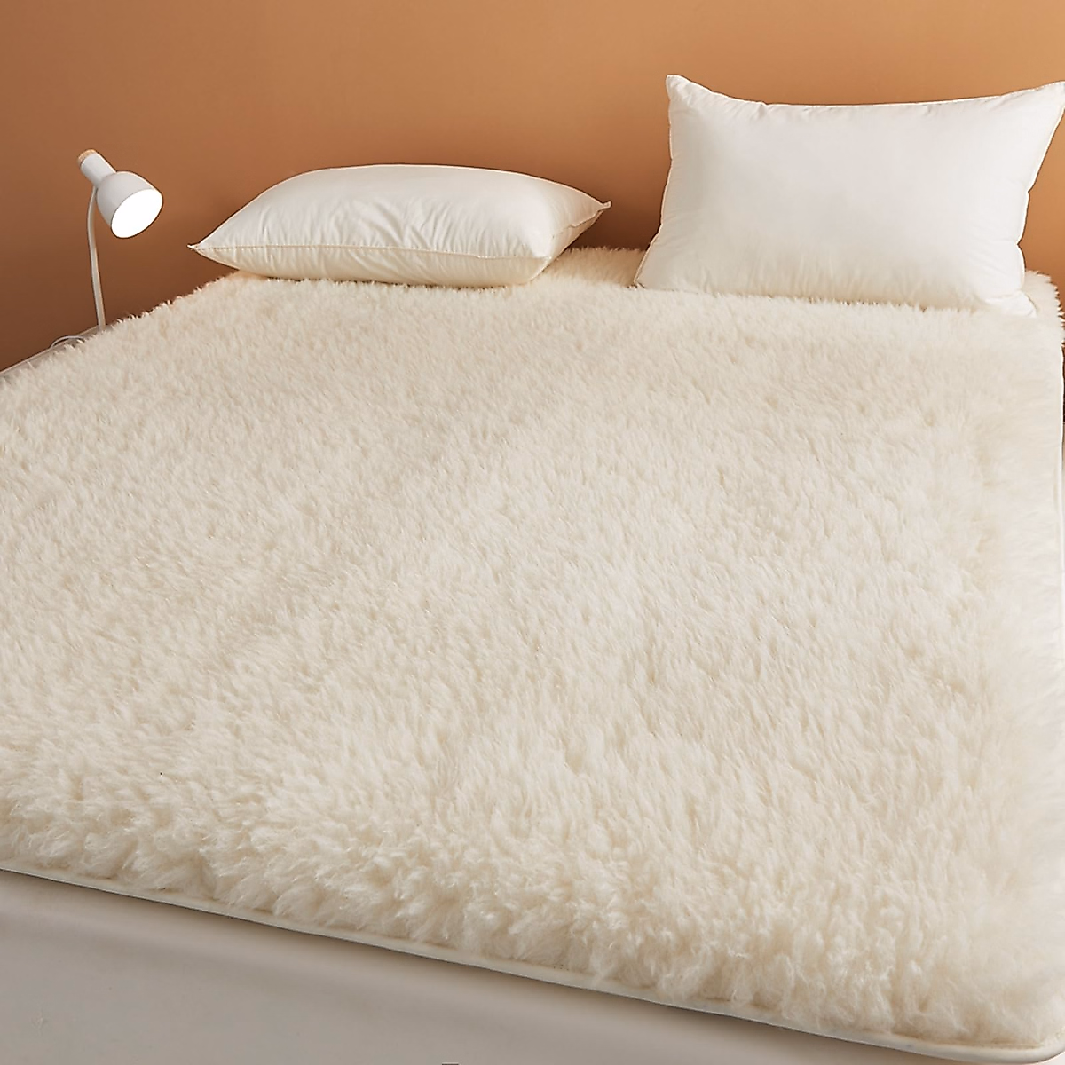 Mattress Topper Sheet Protector Underblanket with Straps - Extra Thick Mattress Pad Cover Woolmark Under Blanket(White,79 * 87")