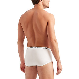 POLO RALPH LAUREN Mens Classic Fit Cotton 4-pack Briefs, White/Cruise Navy, Medium US