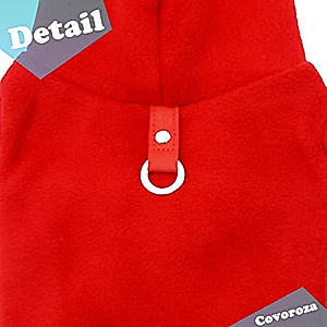 Dog Hoodie Pet Fleece Sweater with Hat Warm Soft Dogs Winter Coat Jacket with Leash Attachment for Small Medium Dogs Red Large
