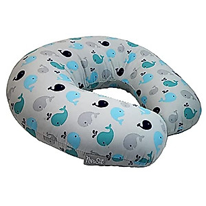NurSit Nursing Pillow and Positioner, Hypoallergenic Breastfeeding or Bottle Feeding, Perfect for Bonding with Baby, Machine Washable, Whale