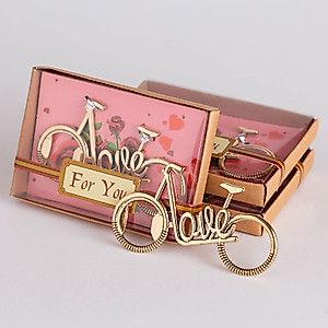 24 PCS Love Design Golden Bicycle Shape Bottle Openers for Wedding Favors Bridal Shower Gifts ，Decorations and Souvenirs for Guests (24, golden love bicycle)