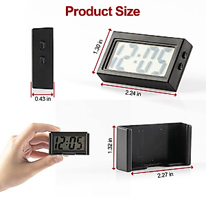 UYYE Mini Digital Car Clock Sticky Electronic Car Clock, Accessories with Clear LCD Screen Self-Adhesive Stand Digital Clock for Car Truck Dashboard Home Office Table