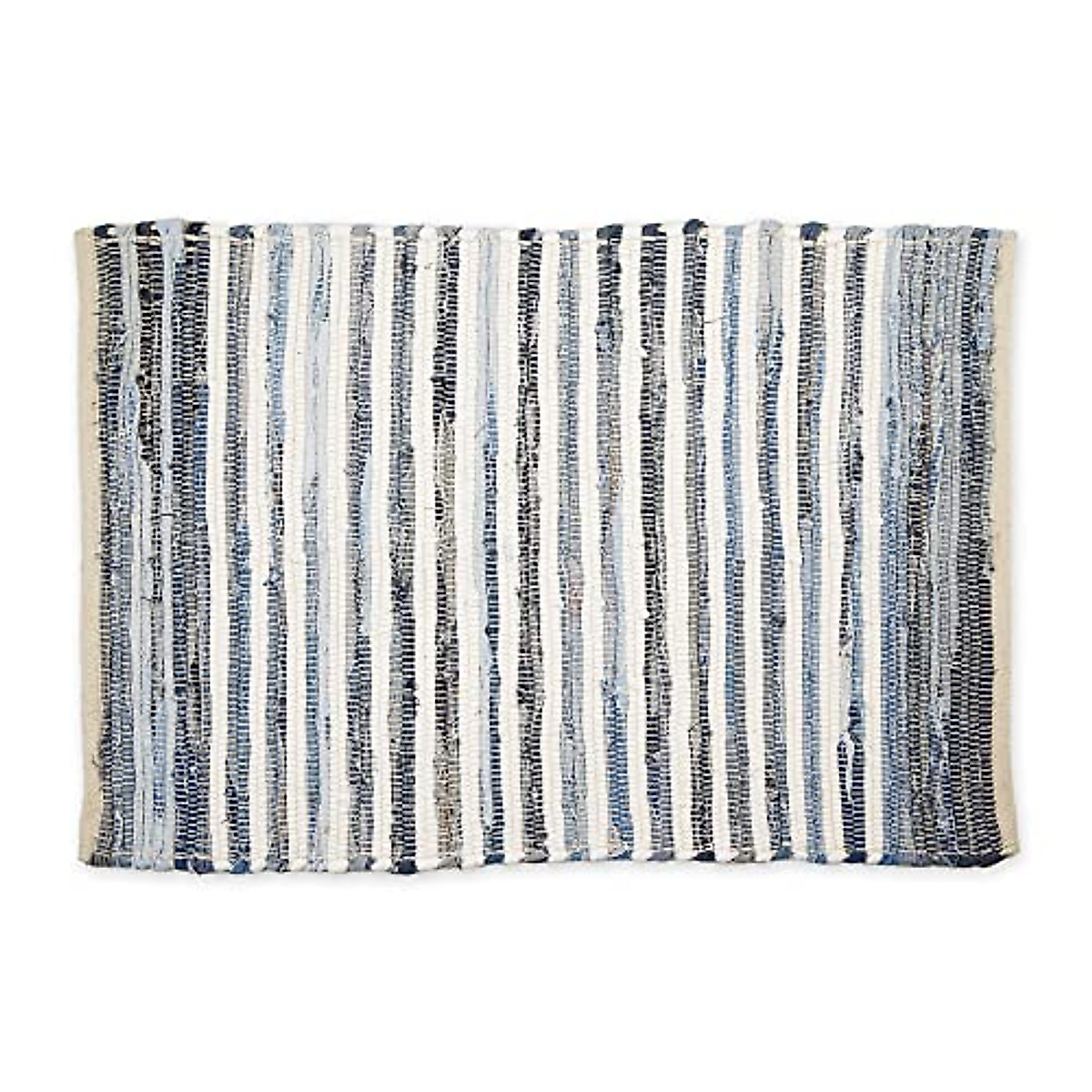 DII Chindi Home Collection Handwoven Multicolor Area Rag Run, 2x3', Denim