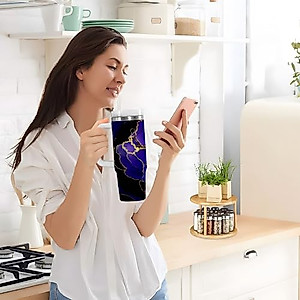 RPLIFE Abstract Watercolor Purple Stainless Steel Tumbler, Insulated Coffee Cups with Lids, Coffee Tumbler for Women