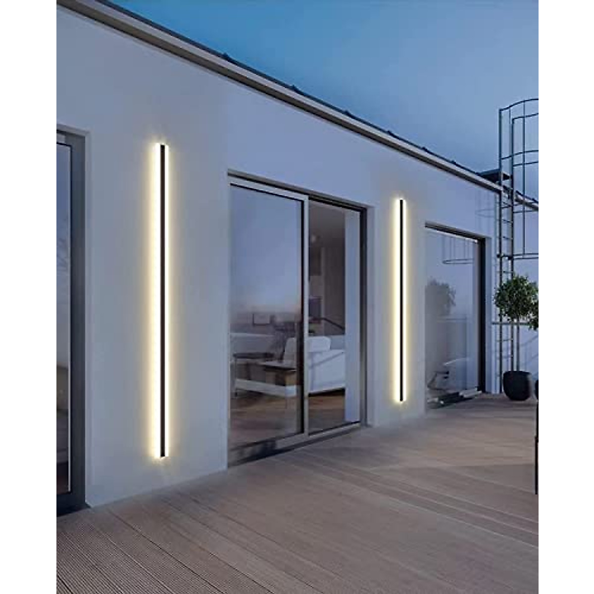 RILEWA Long Strip Wall Light Modern Outdoor Lighting Lamp, 110V 220V Hanging LED Lighting Fixtures，IP65 Waterproof Anti Rust,for Garden Porch,Bedroom Bedside,Hallway (Cold White, 24inch)