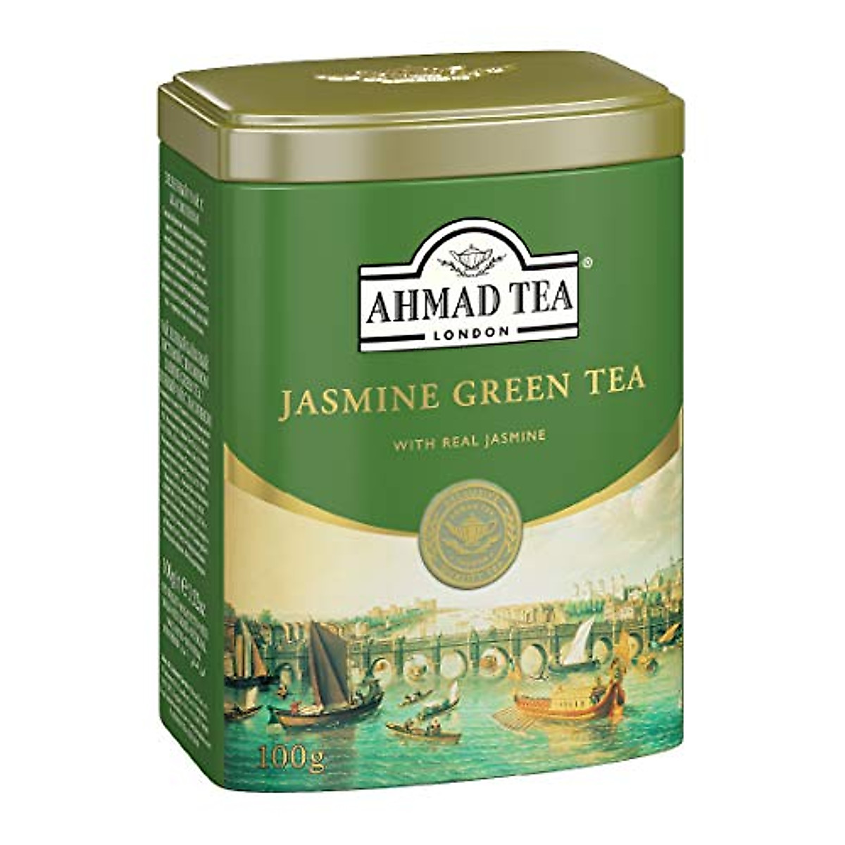 Ahmad Tea Black Tea, Jasmine Black Tea Loose Leaf, Metal Tin 100g - Caffeinated and Sugar-Free