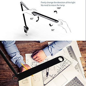 Weliry LED Desk Lamp Architect Task Lamp LED Clamp Table Lamp Eye Caring Dimmable Lamps 5 Color Modes 4 Brightness Levels(Touch Control Angle Adjustment Great for Study Reading Work Task/Office)