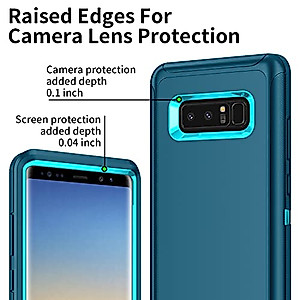 Mieziba for Galaxy Note 8 Case,Shockproof Dropproof Dustproof,3-Layer Full Body Protection Heavy Duty High Impact Hard Cover Case for Samasung Galaxy Note 8,Turquoise