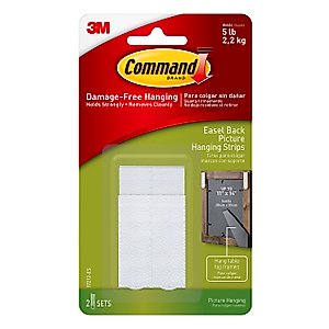 Command Easel Back Picture Hanging Strips, Holds up to 5 lb, 2 sets (2 pairs and 2 spacers), Hang Tabletop Frames, Damage Free Picture Hangers