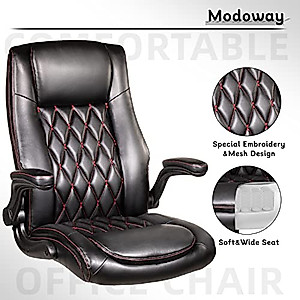 Modoway O205 High Back Office Chair Lumbar Support, Big and Tall Office Chair 400lbs, Computer Desk Chair Adjustable Armrests, Comfortable Chair for Back Pain, Office Conference Room