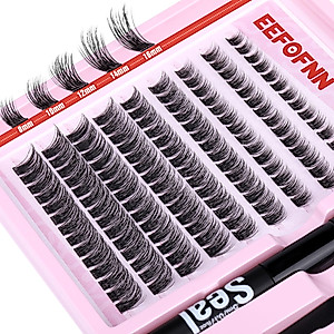 Natural Individual Lashes Clusters D Curl Wispy Eyelashes Mink Fluffy Lashes 8-16mm DIY Eyelash Extensions 110 Pcs Volume Lash Clusters by Eefofnn