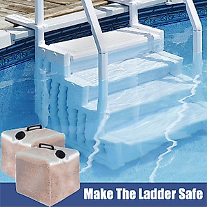 2 Pack Pool Ladder Weights, Heavy Duty Plastic Swimming Pool Step Sand Bag, Anchor Pool Stair Weights for Above Ground Pool Entry Systems, (Sand Not Included)