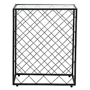 Smartxchoices 32 Bottle Wine Rack Table Heavy Duty Glass Finish Top Free Standing Floor Metal Wine Bottle Holder Storage Organizer Display Shelf Wobble-Free