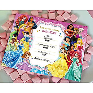 Poewodgs 20 Invitations Princess Invitation Cards Girl Party Supplies Birthday Invites with Envelopes